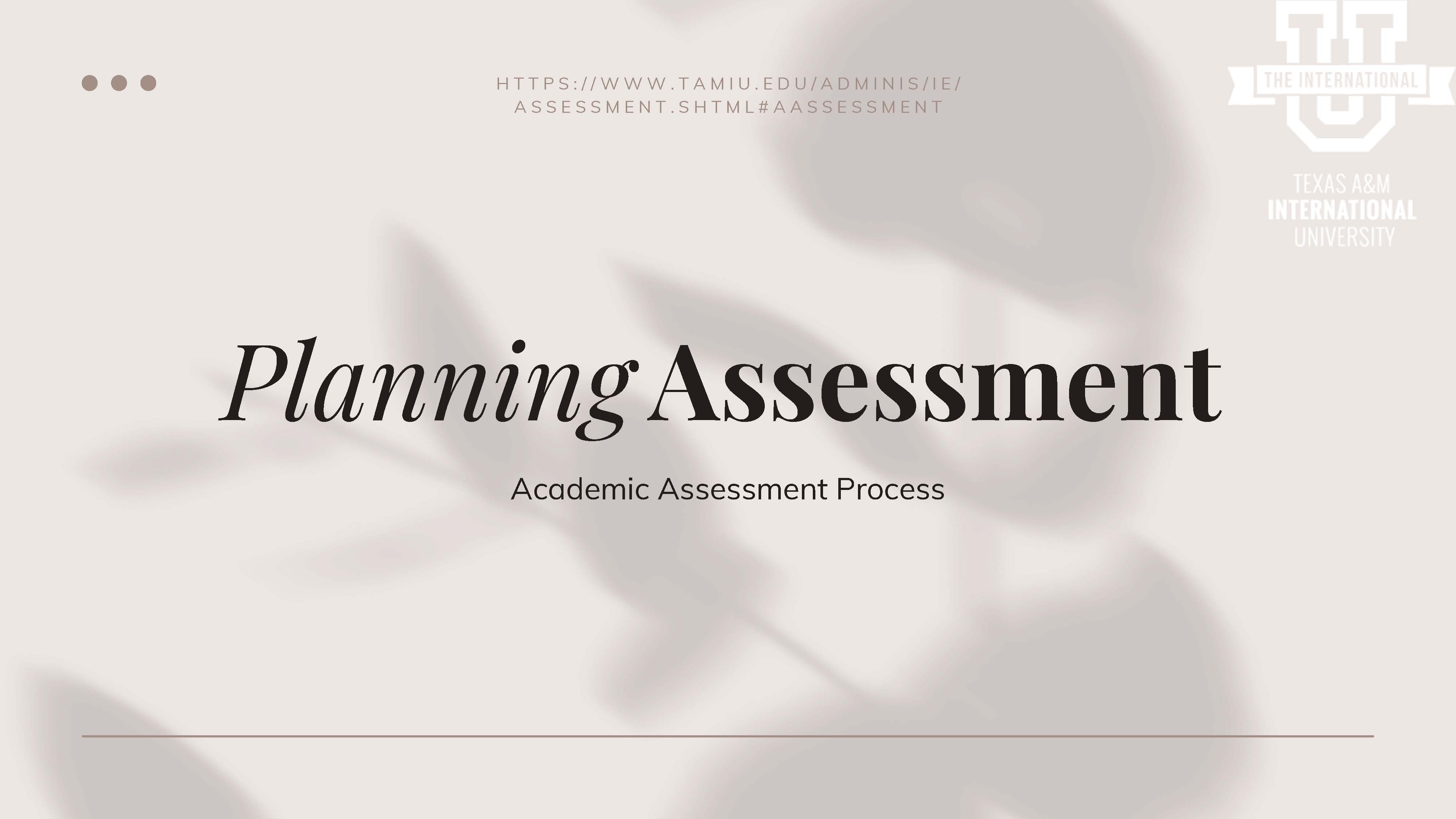 ACADEMIC PROGRAM ASSESSMENT