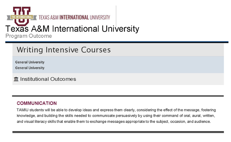 WRITING INTENSIVE ASSESSMENT